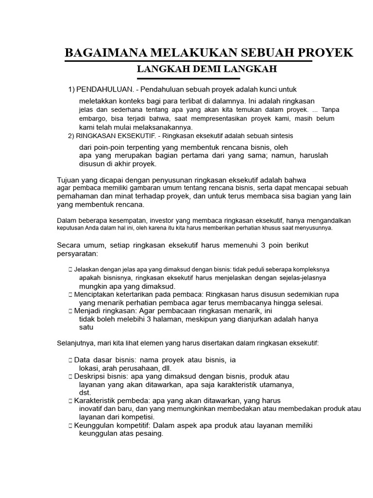 Cara Melakukan Proyek - Langkah Demi Langkah | PDF