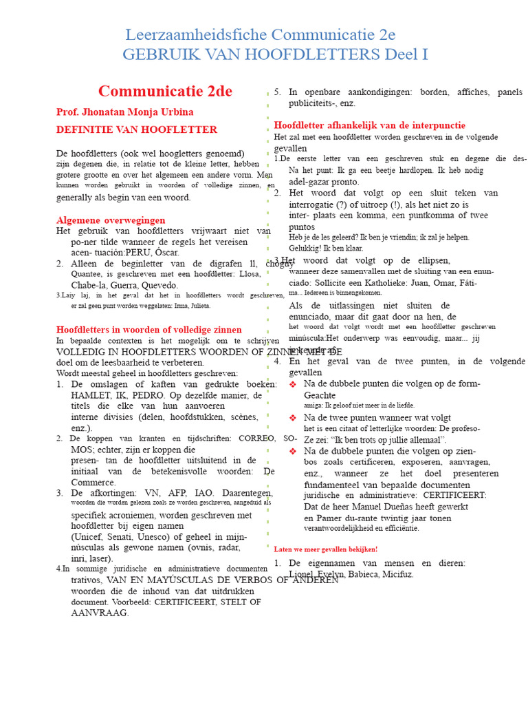 Gebruik Van Hoofdletters in de Secundaire School | PDF