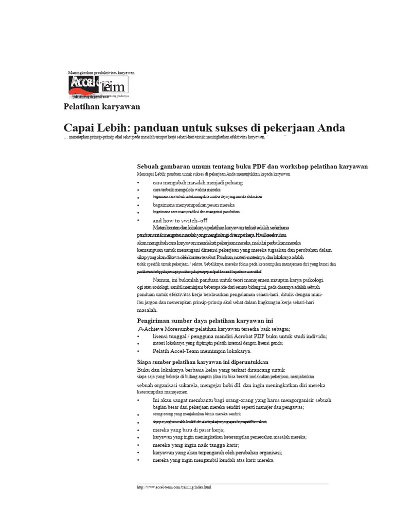 Pelatihan Karyawan untuk Produktivitas Optimal | PDF