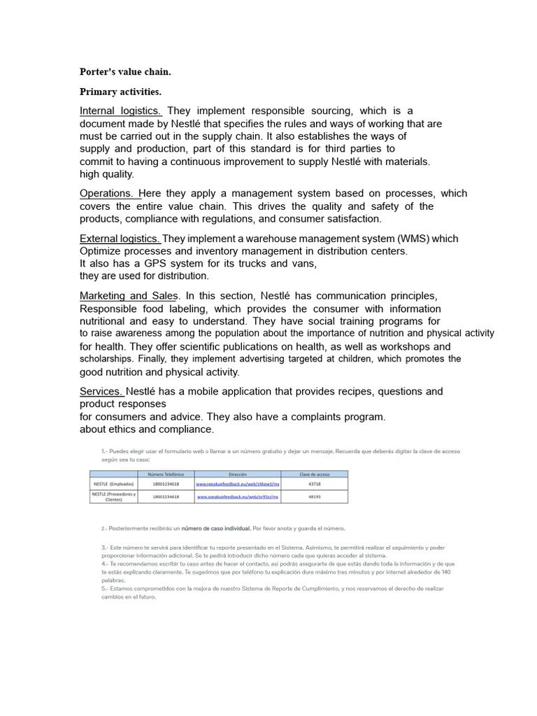Nestlé Value Chain | PDF | Logistics | Food Industry