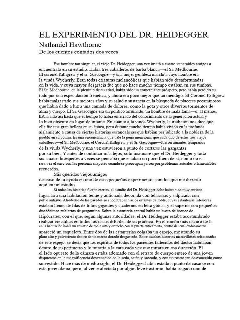 El experimento del Dr. Heidegger | PDF