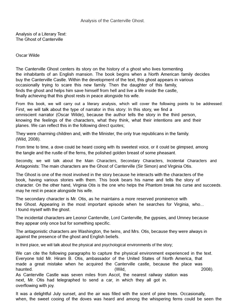 Pdfslide.tips Analysis of The Canterville Ghost | PDF | Oscar Wilde ...