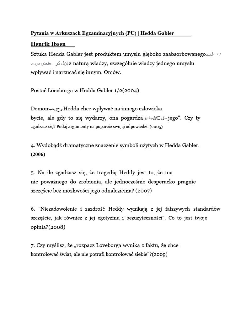 Hedda Gabler Artykuł Z Przeszłości | PDF