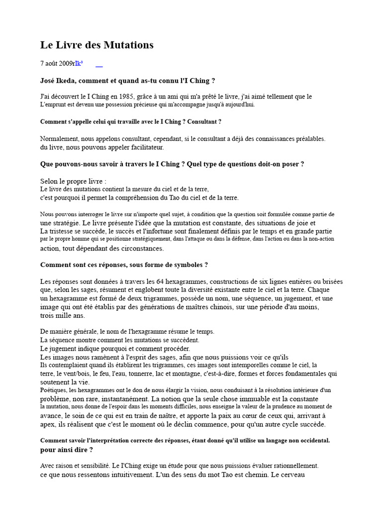 Comprendre le I Ching et ses applications | PDF | IQ | Expérience