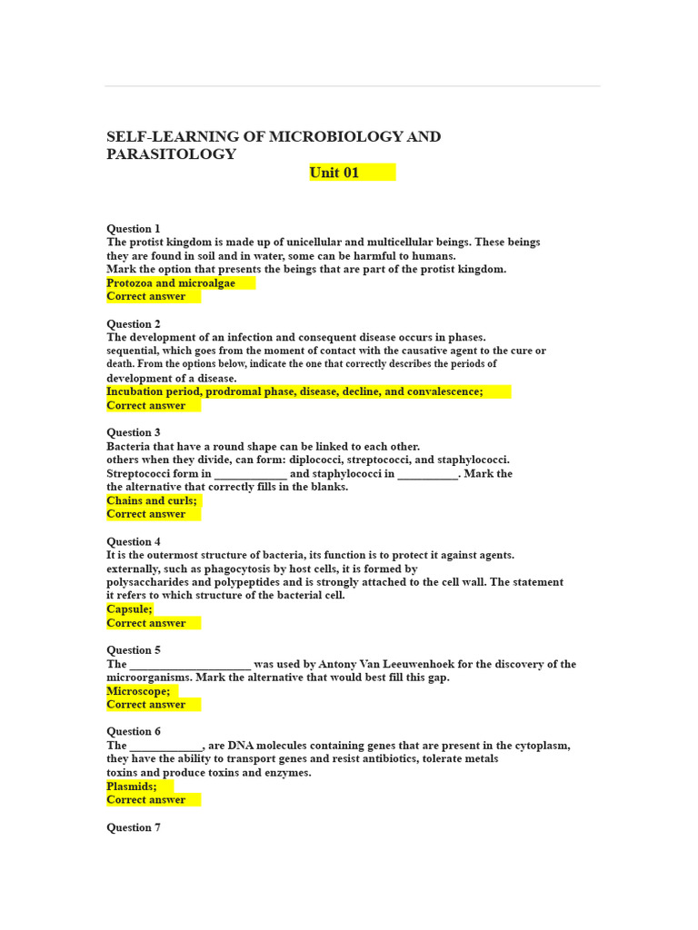 Microbiology and Parasitology Self-Learning Guide | PDF | Bacteria | Virus