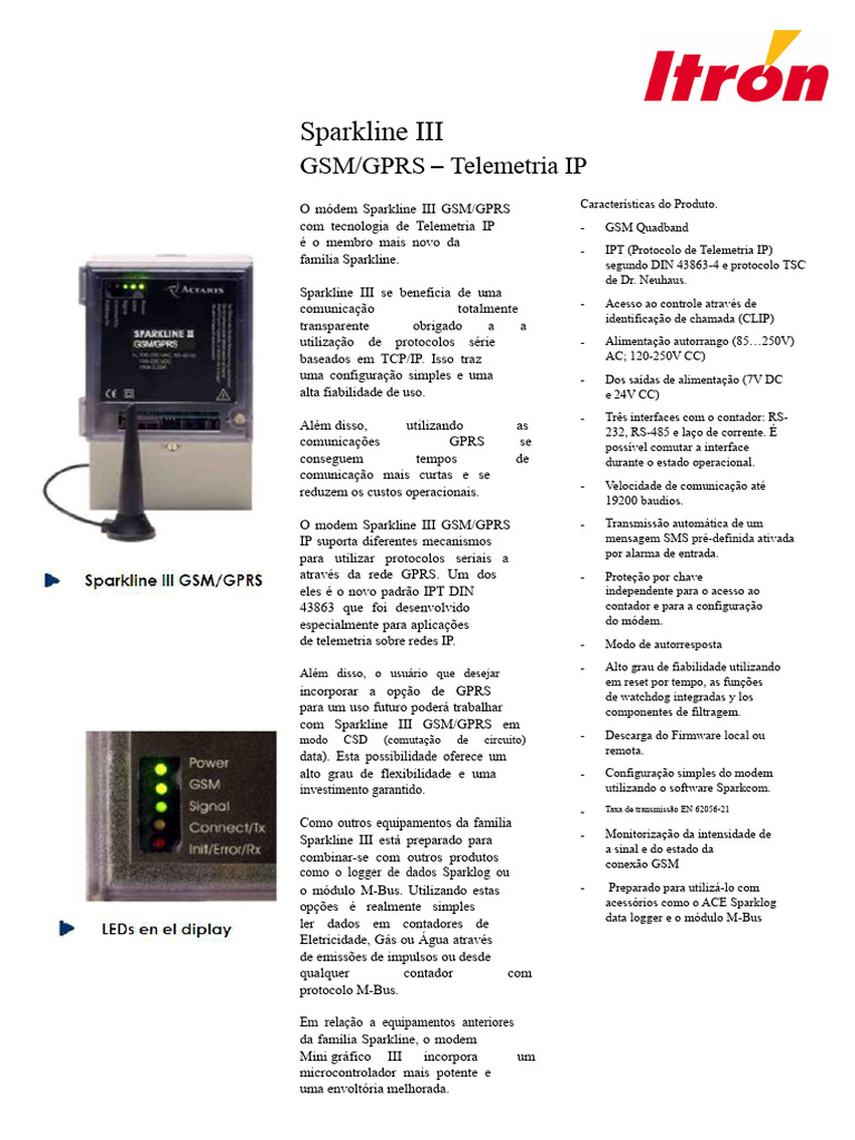 Catálogo Sparkline III IV GSM GPRS | PDF | Telemetria | GSM