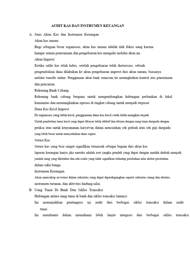 Audit Kas dan Instrumen Keuangan Efektif | PDF