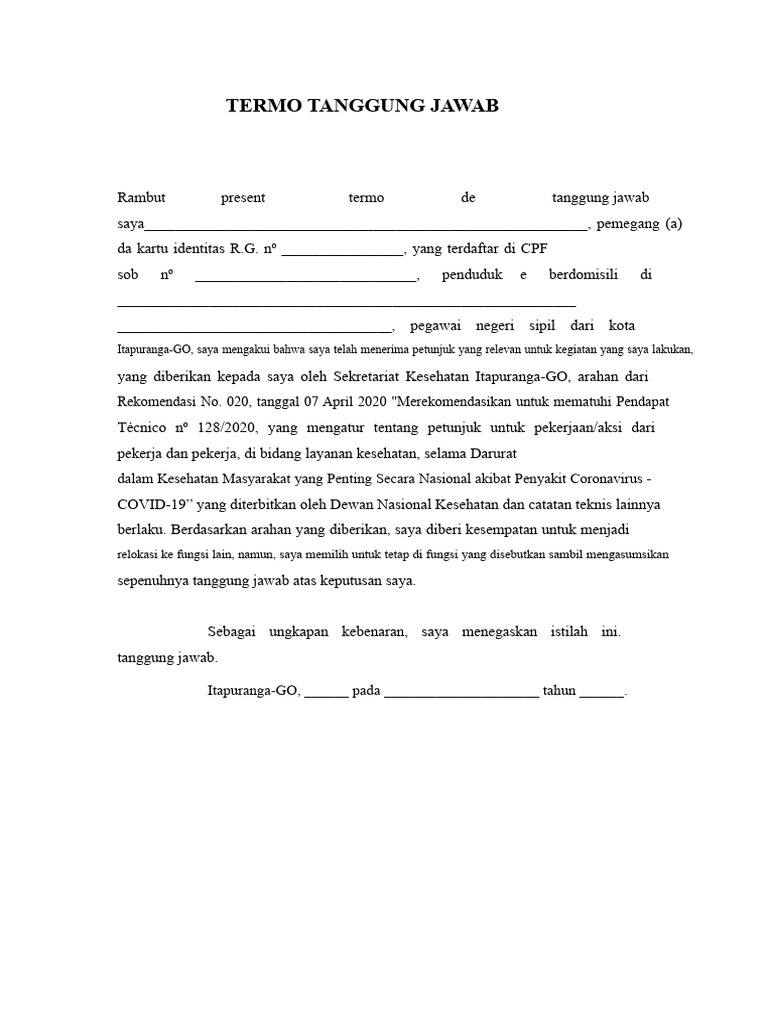SURAT PERNYATAAN TANGGUNG JAWAB | PDF