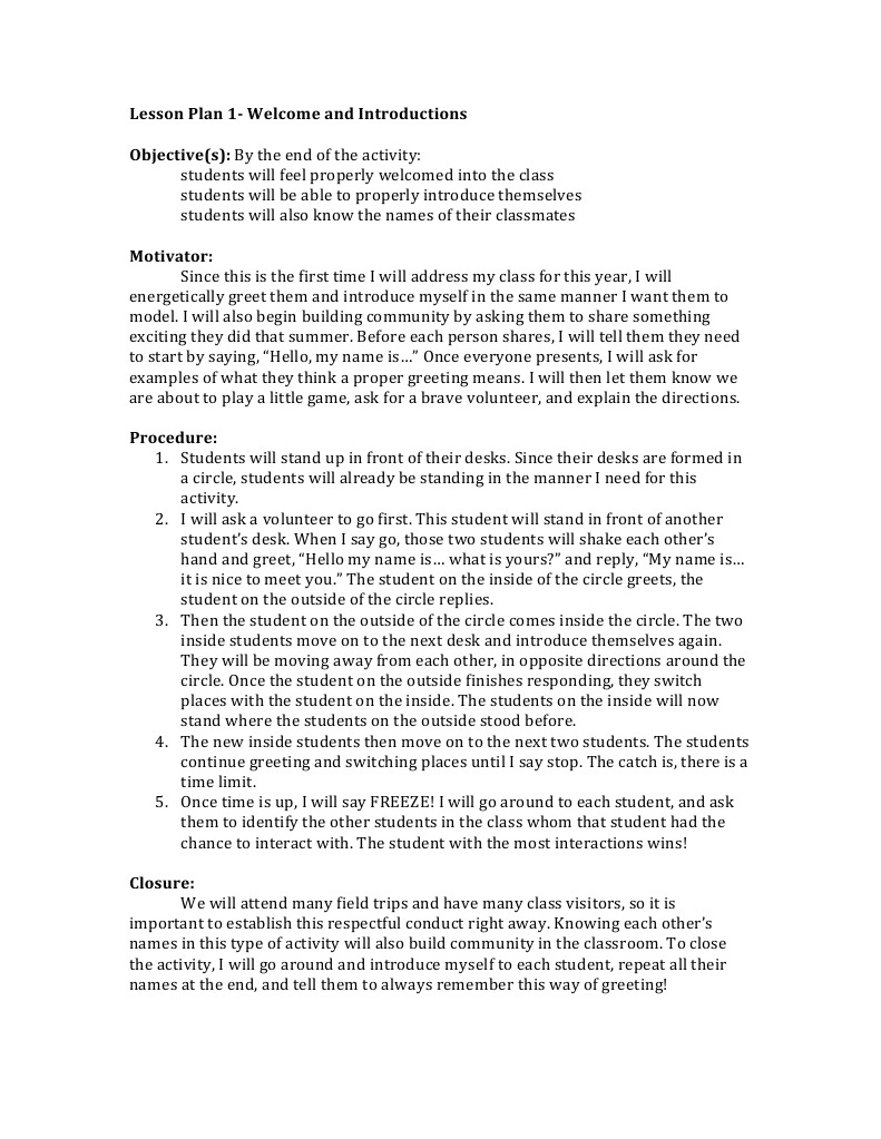 First Week Classroom Activities | PDF | Learning Styles | Lesson Plan
