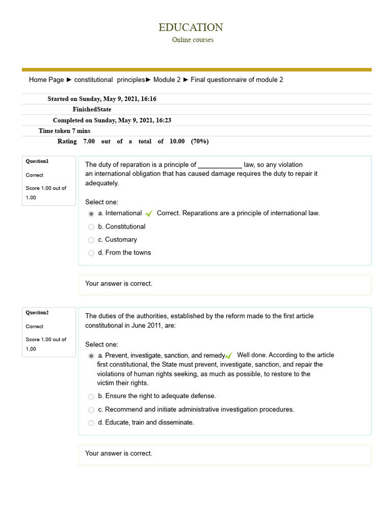 Final Questionnaire on Human Rights Law | PDF | Human Rights | Justice