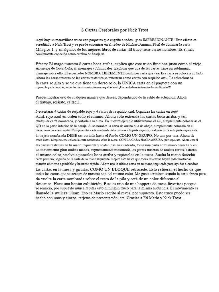 Nick Trost - 8 Card Brainwave PDF | PDF