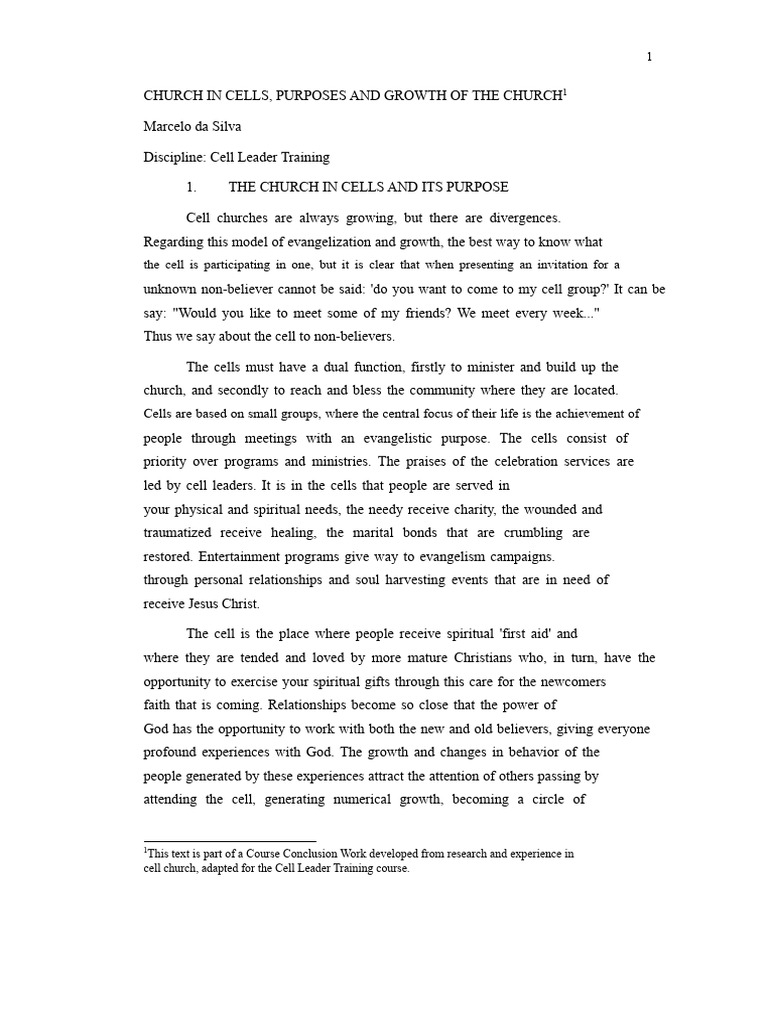 The Church in Cells and Its Purpose - Growth PDF | PDF | Jesus | Paul ...