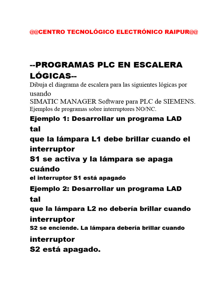 PLC Básico No NC | PDF | Controlador lógico programable | Ingenieria ...
