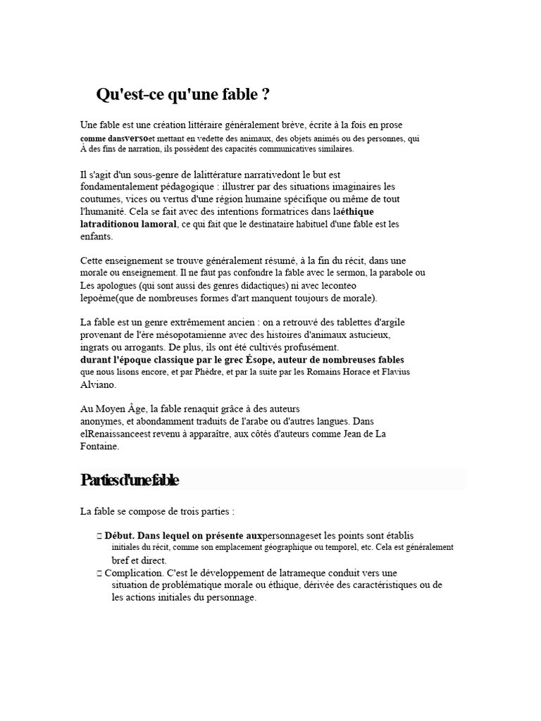 Qu'est-Ce Que La Fable | PDF | Fable