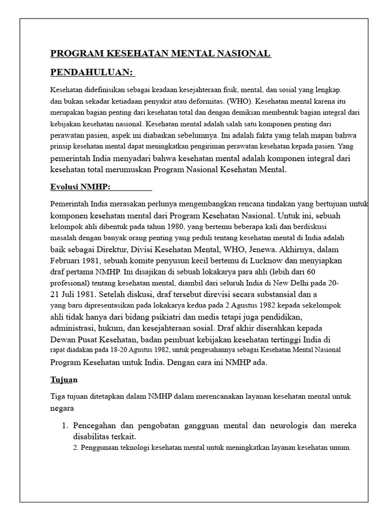 Program Nasional Kesehatan Mental | PDF