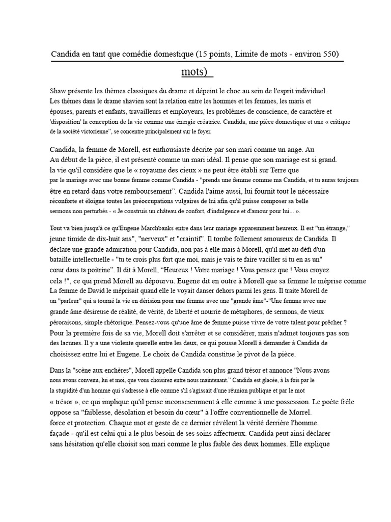 Analyse de "Candida" de Shaw | PDF