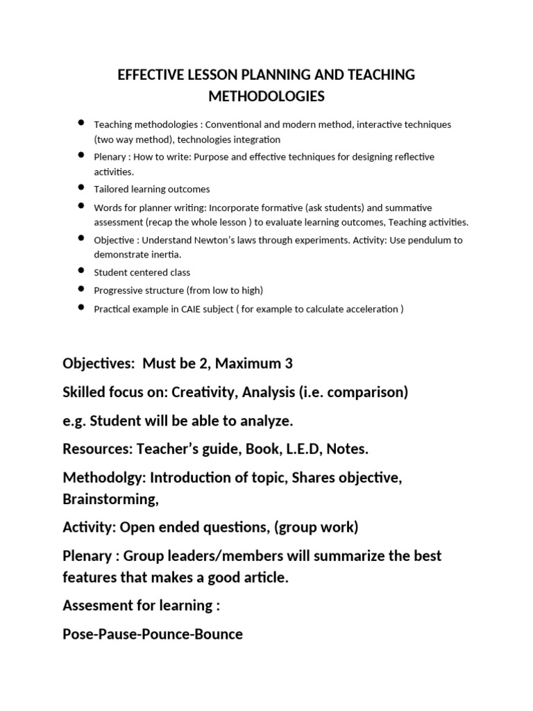 Effective Lesson Planning Strategies | PDF