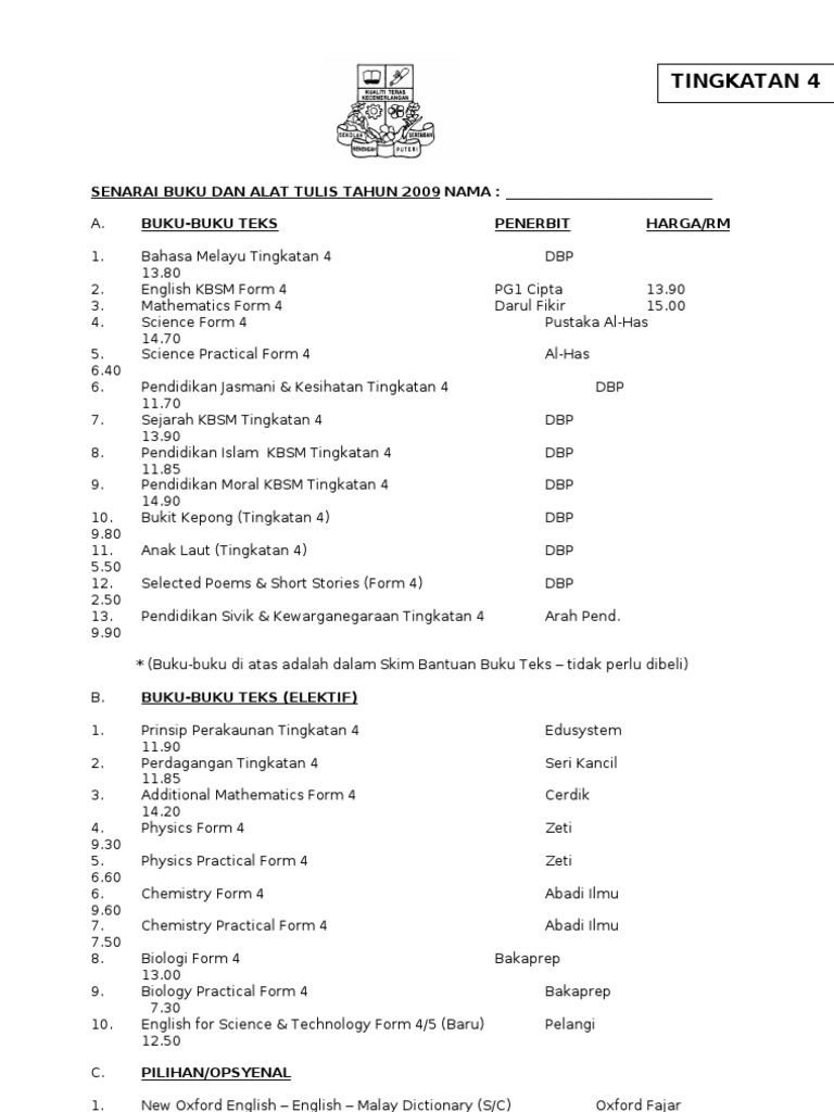 Buku Teks Form 4 | PDF