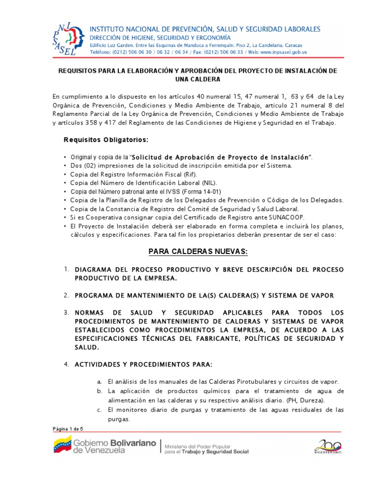 Inpsasel - Calderas | PDF | Caldera | Seguridad y salud ocupacional