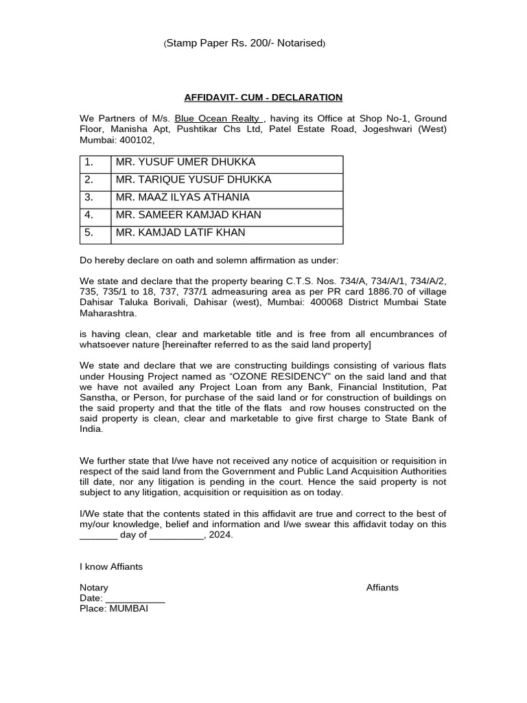 Affidavit Format 1 | PDF
