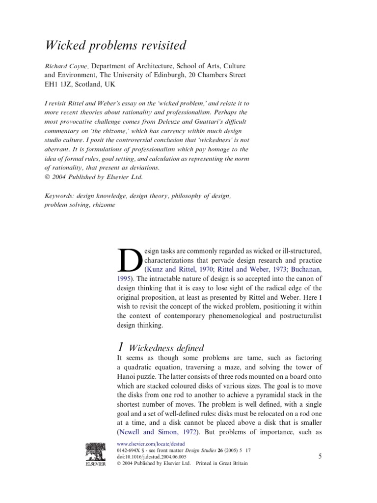 Paper Wicked Problems Pdf Pragmatism Rationality