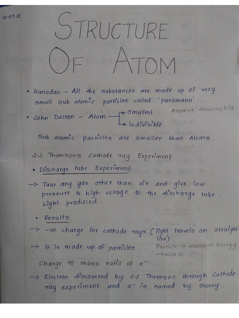 Structure of Atom Part 1 | PDF