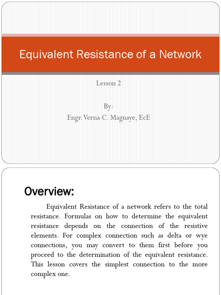Lesson 2 - Circuits 1 Equivalent Resistance of A Network | PDF | Series ...