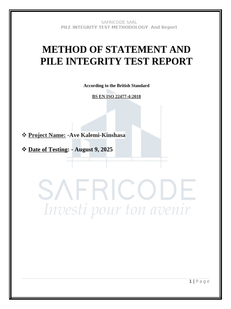 Pile Integrity Test (Ave Kalemi) | PDF | Nondestructive Testing ...