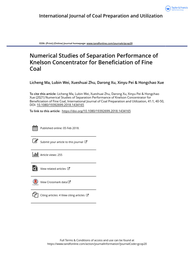 Numerical Studies of Separation Performance of Knelson Concentrator For ...