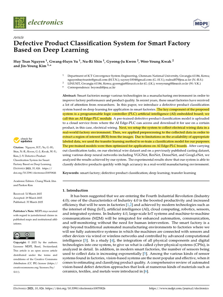 Deep Learning for Defective Product Classification | PDF | Computer ...