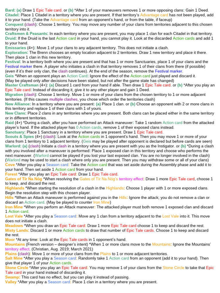 INIS Game Action Card Overview | PDF | Irish Mythology