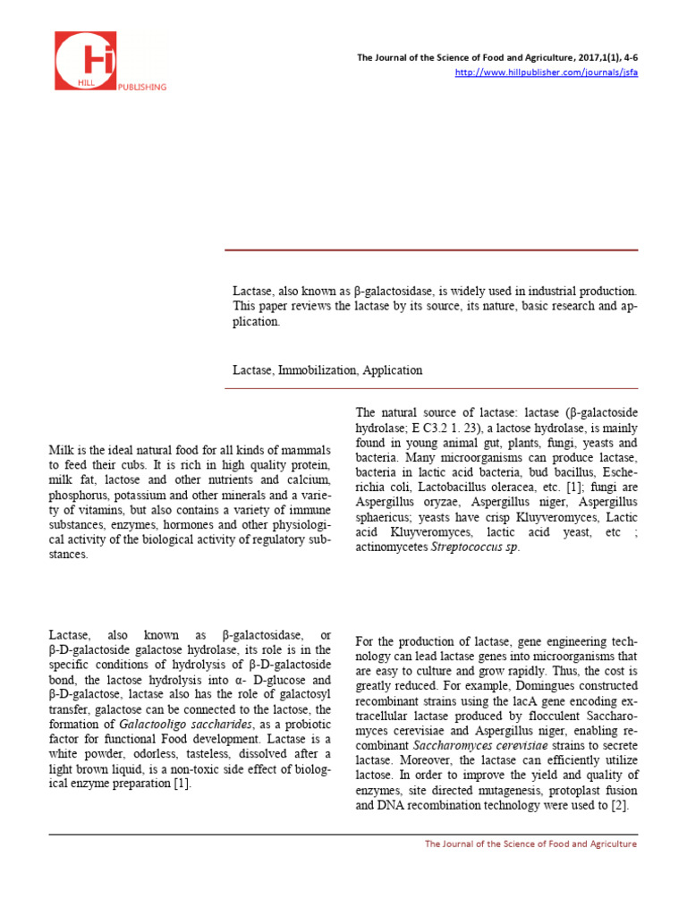 lactase 1 | PDF | Enzyme | Milk