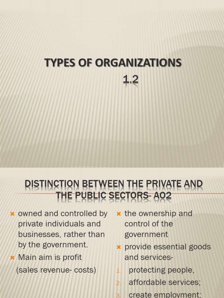 Types of Organizations: Private vs Public | PDF | Business | Partnership