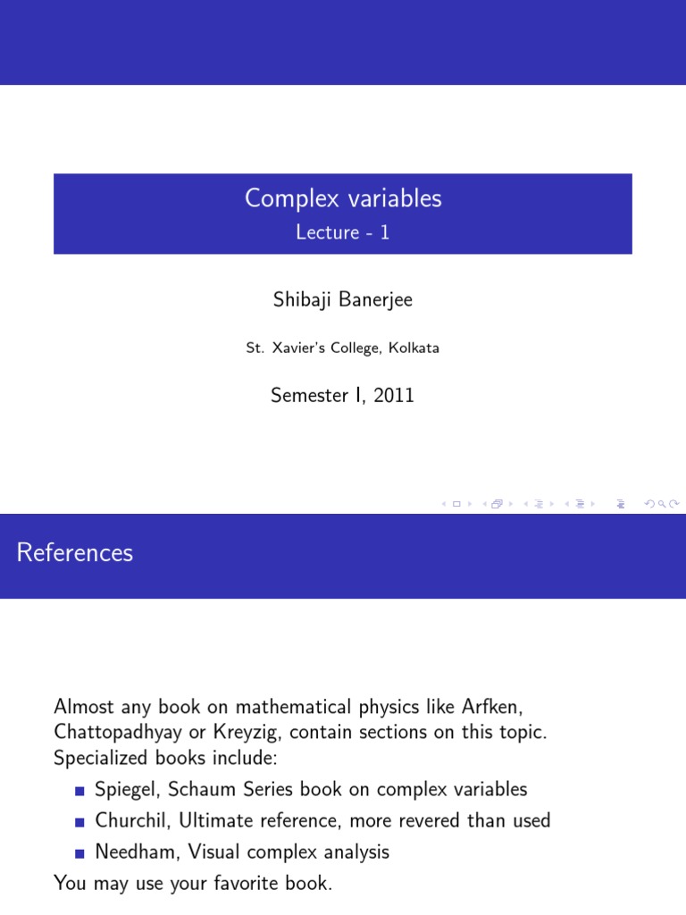 Complex Variables: Lecture - 1 | PDF | Trigonometric Functions | Complex Number