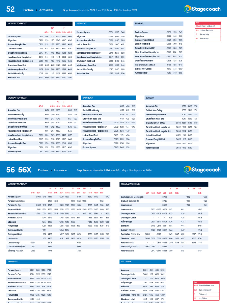 Skye Bus Timetable: Portree Routes | PDF