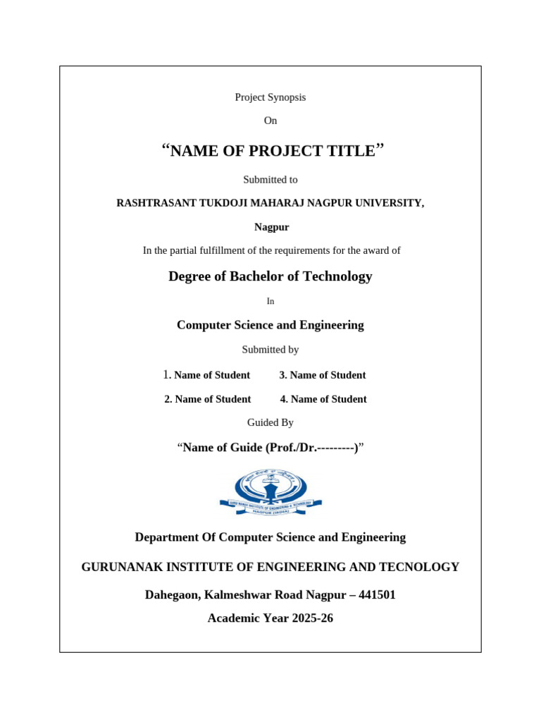 Project Synopsis Format | PDF