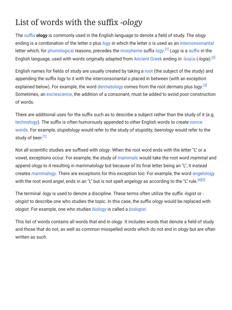 1) List of Words With The Suffix - Ology - Wikipedia | PDF | Word ...