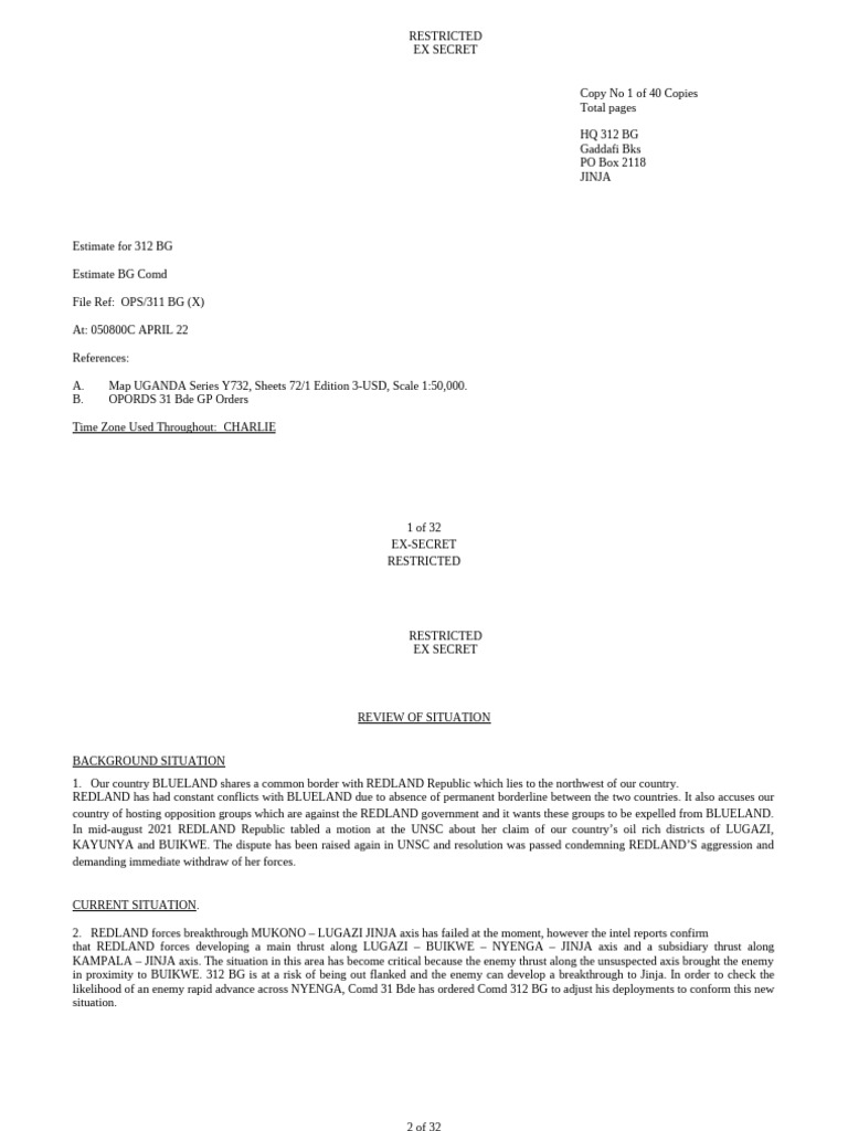 Estimate For Defensive Operation | PDF | Reconnaissance | Anti Tank Warfare