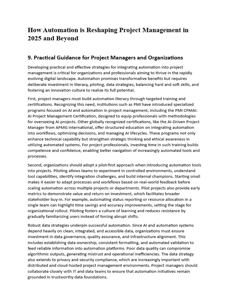 Automation in Project Management 2025 | PDF | Automation | Artificial ...