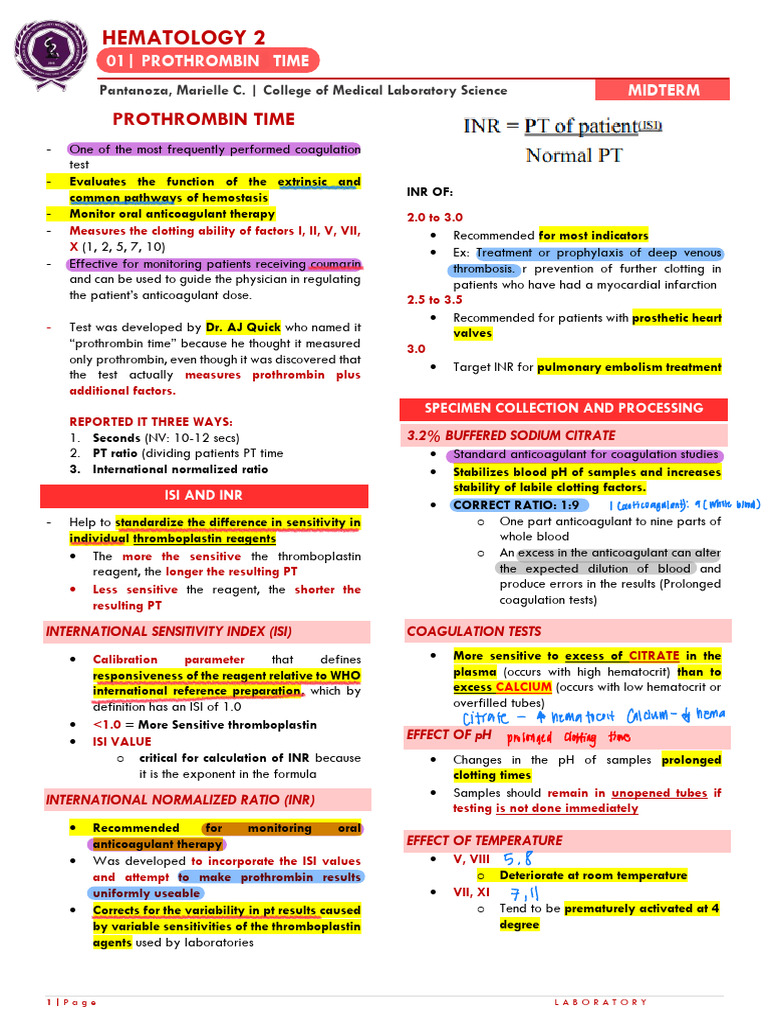 Prothrombin Time Testing Overview | PDF | Coagulation | Body Fluids