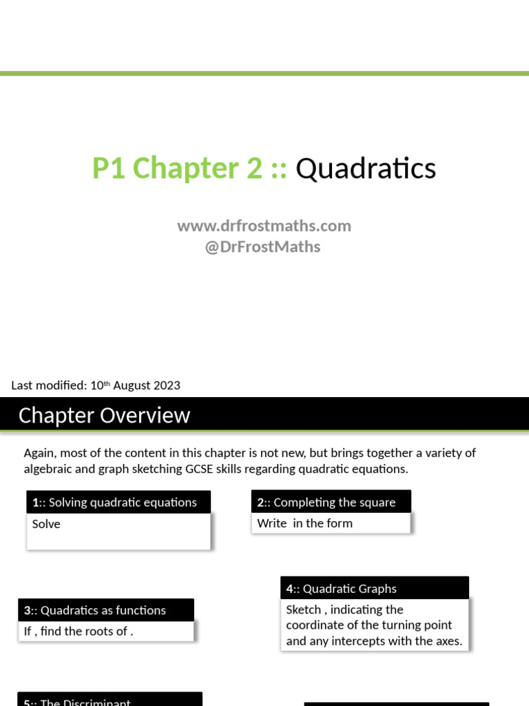 P1-Chp2-Quadratics With Exam Questions and MS | PDF | Quadratic ...