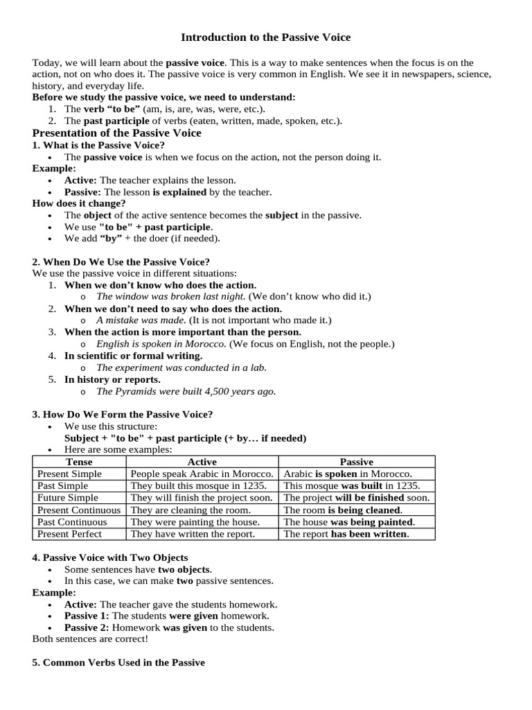 Introduction To The Passive Voice | PDF | Linguistics | Language Mechanics
