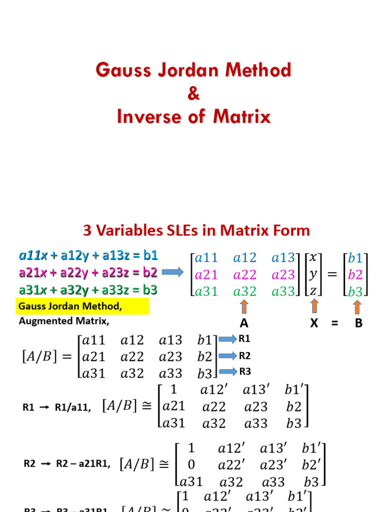 L8 - Gauss Jordan Method Inverse of Matrix | PDF | Algorithms ...