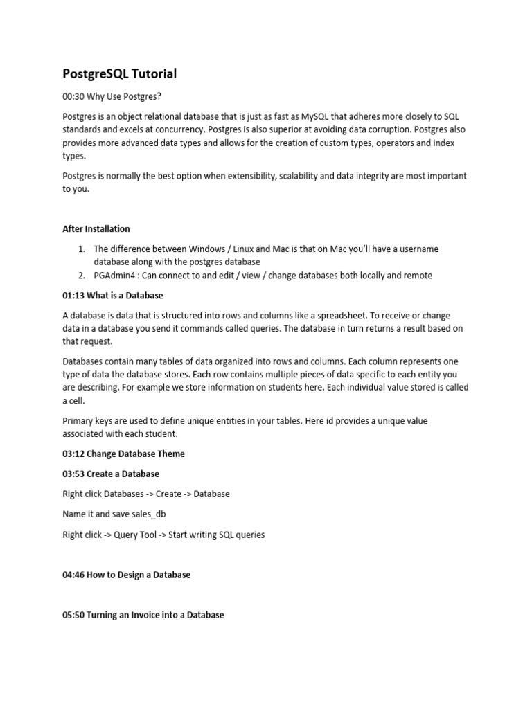 PostgreSQL Tutorial | PDF | Computers