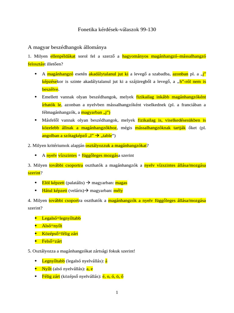Fonetika Kérdések 99 130 | PDF