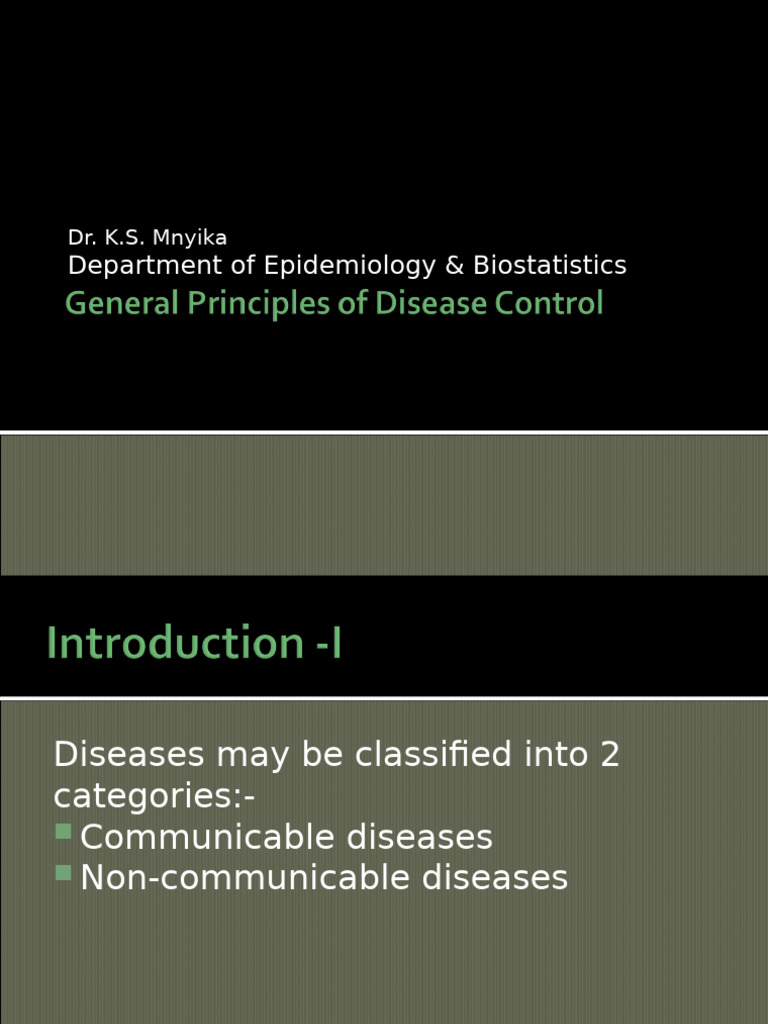Principles of Disease Control | PDF