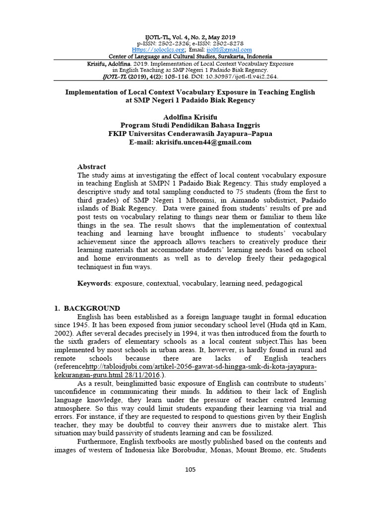 Implementation of Local Context Vocabula | PDF | Learning ...