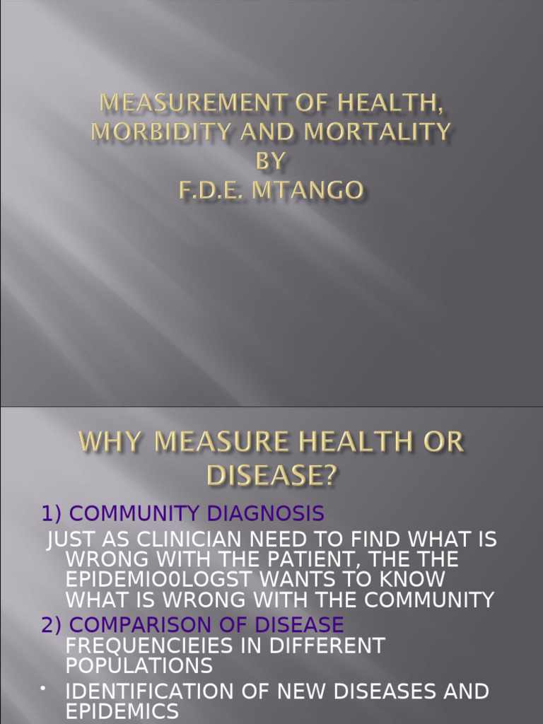 Measurement of Health, Morbidity and Mortality | PDF | Incidence ...