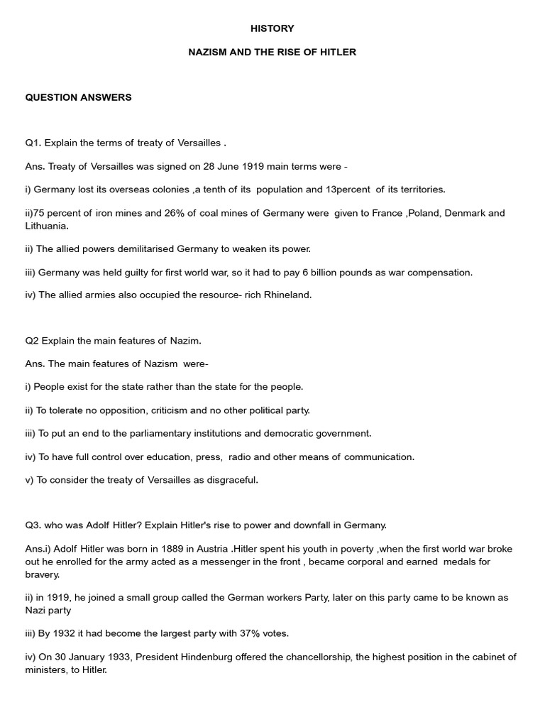 Q-Ans Nazism and The Rise of Hitler .Docx - 20250908 - 200233 - 0000 | PDF | Nazi Germany ...