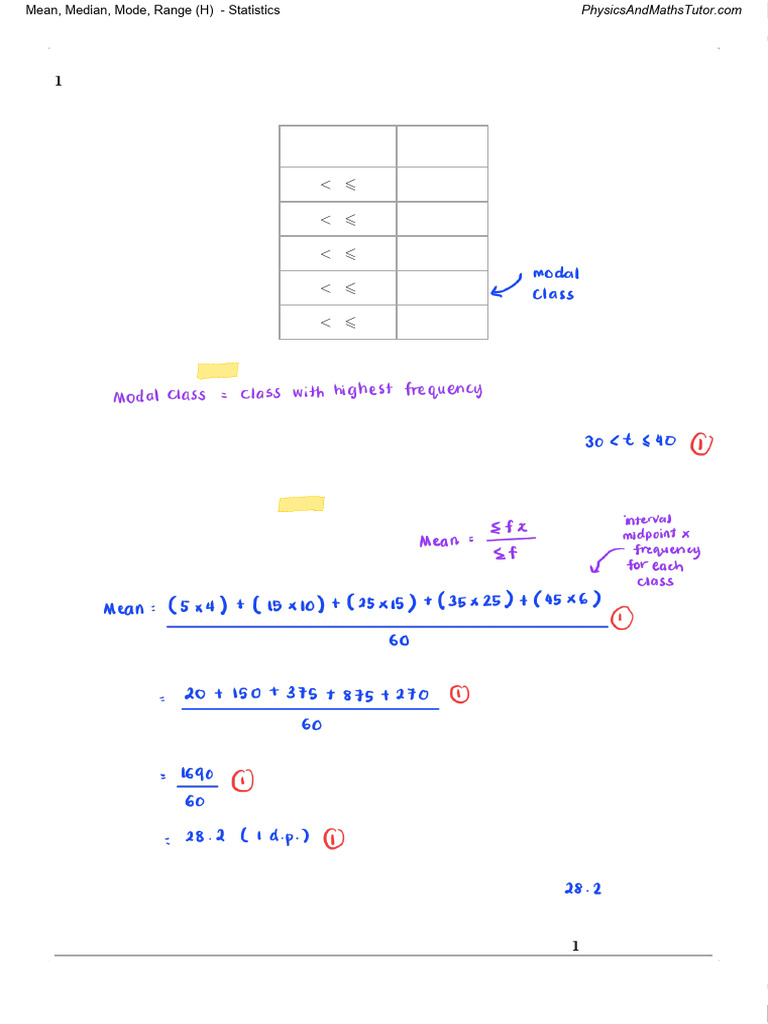 Statistics: Mean, Median, Mode, Range Analysis | PDF | Mathematical ...
